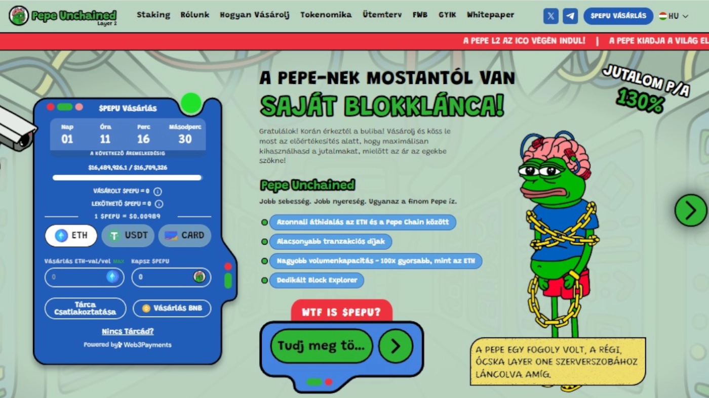 A Pepe az egekben, a Pepe Unchained megy utána – Kriptoworld